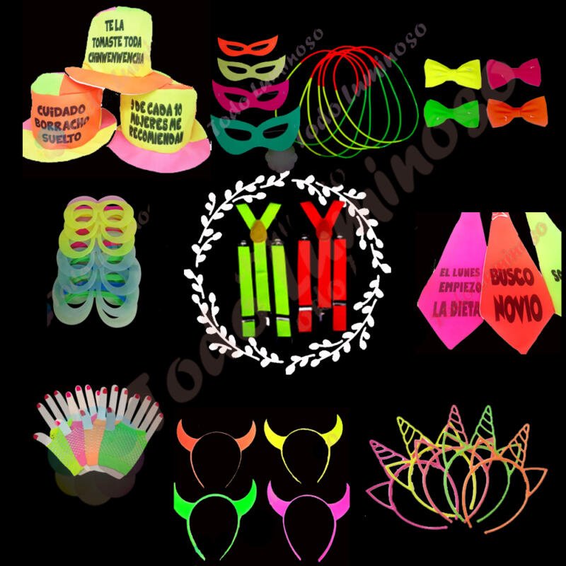 Combo cotillon fluo economico 50-80 personas - Todo Luminoso