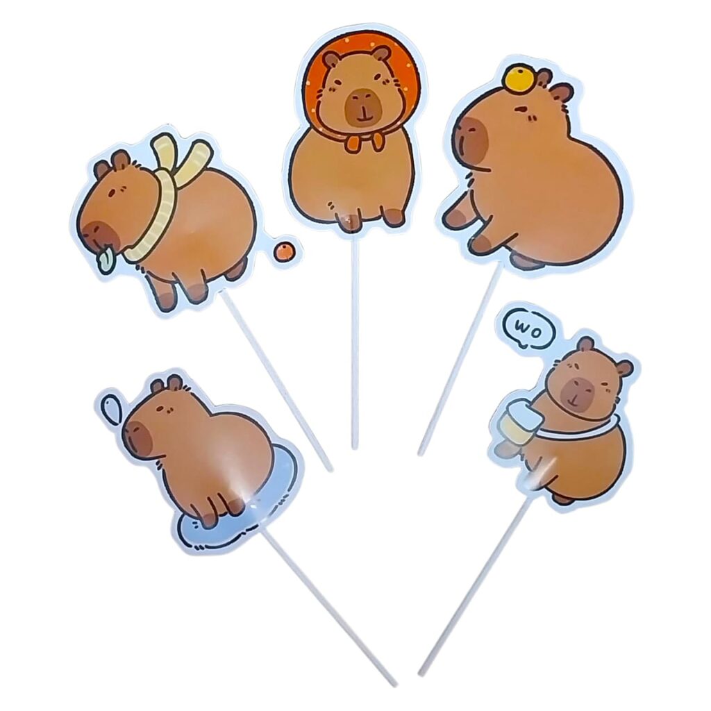 Topper Capibara Feliz Cumple 6 pcs - Todo Luminoso